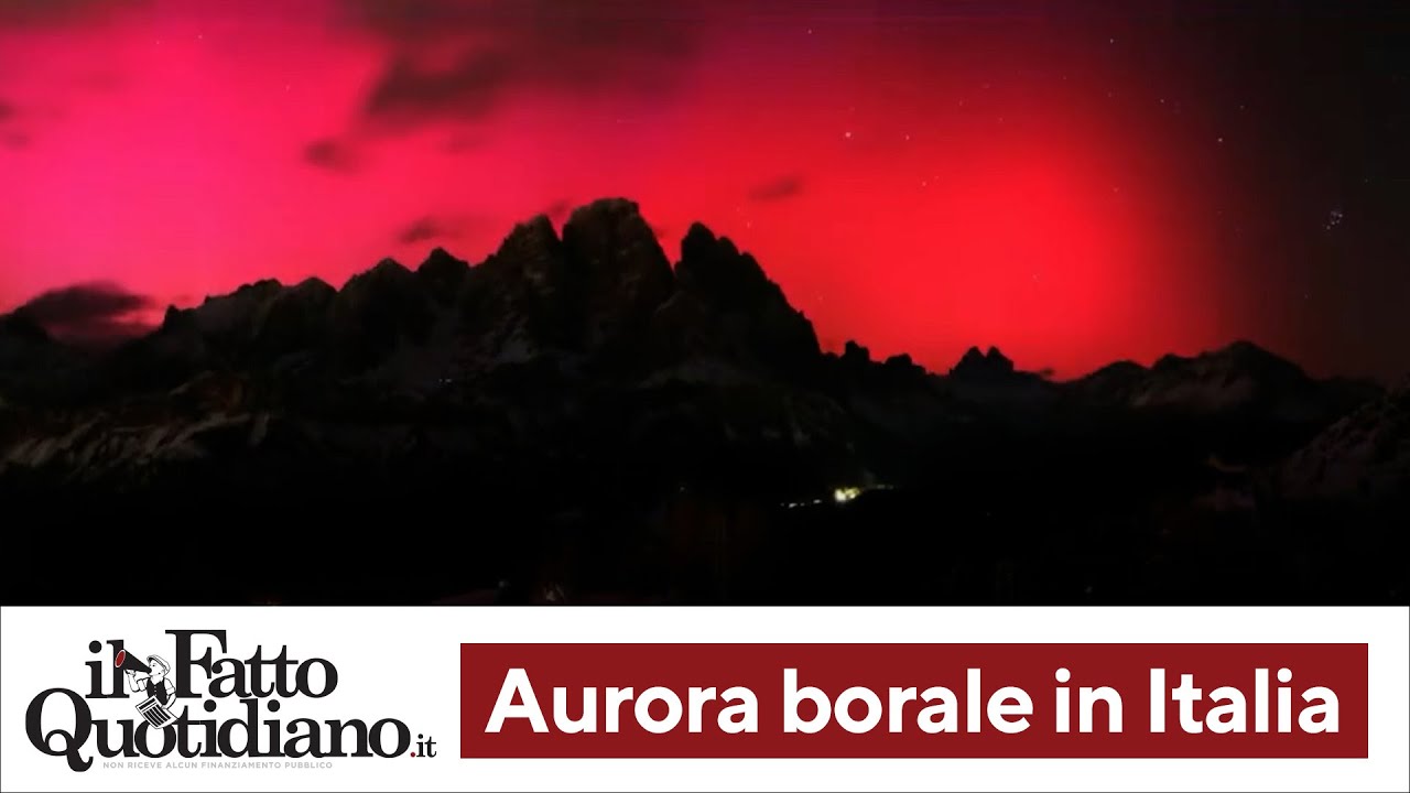 La spettacolare aurora boreale sopra Cortina e le Dolomiti - VIDEO